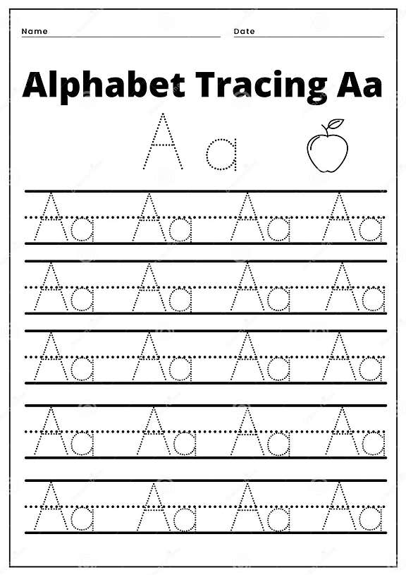 TRACING ALPHABET Aa Worksheet Stock Vector - Illustration of activity ...