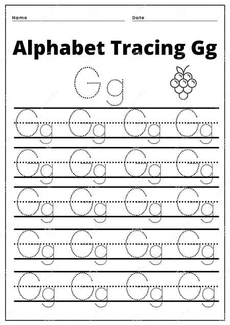 TRACING ALPHABET Gg Worksheet Stock Vector - Illustration of object ...