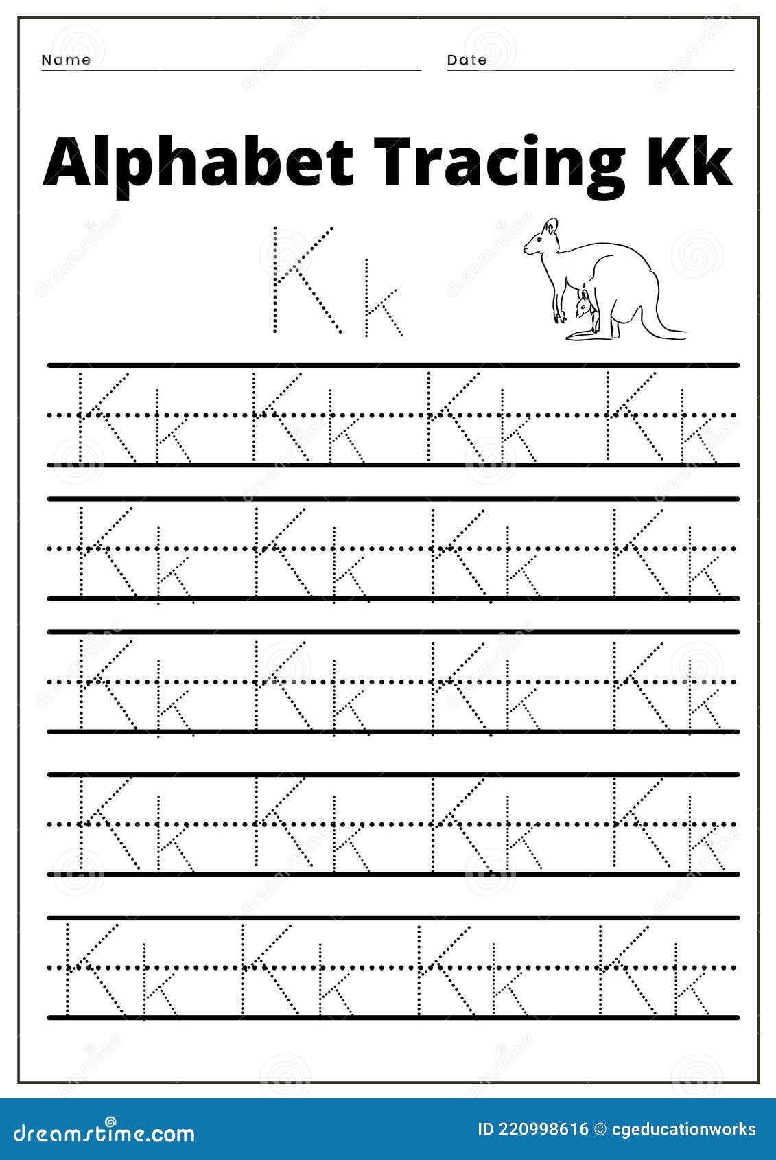 Tracing Alphabet Kk Worksheet Stock Vector Illustration Of Tracing Small 220998616