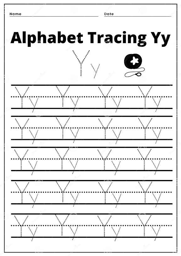TRACING ALPHABET Yy Worksheet Stock Vector - Illustration of ...