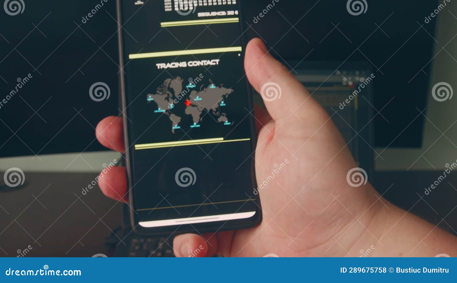 Tracing Contact. Hacking and Technology Concept. Establishing Satellite ...