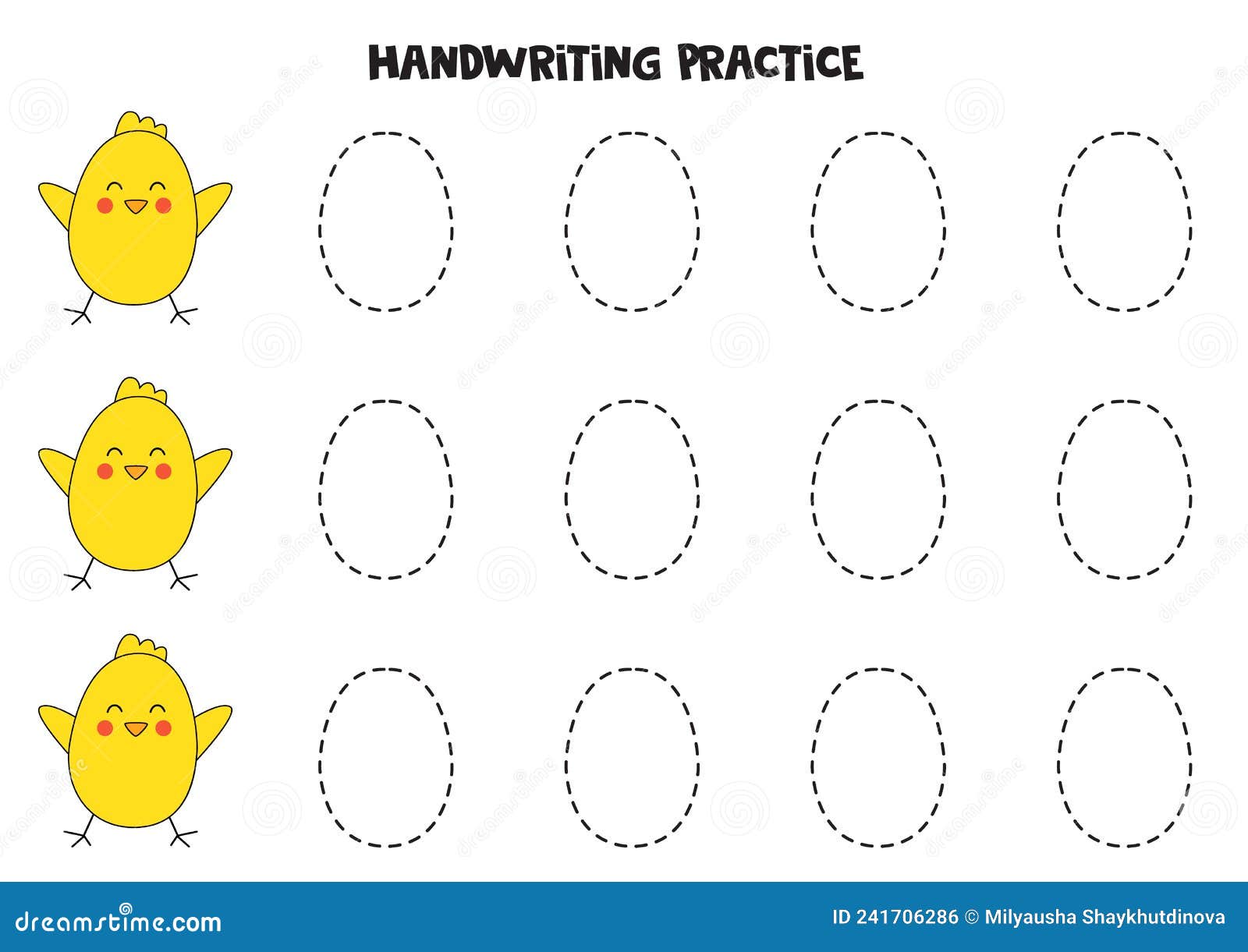 Tracing Contours of Cute Colorful Easter Chicks. Writing Practice ...