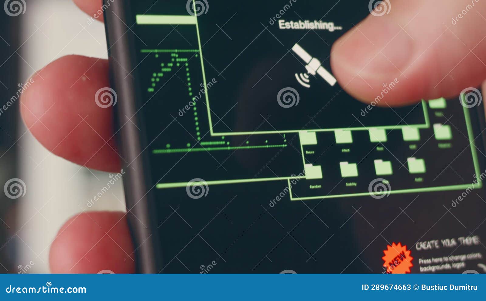 Tracing Data. Hacking and Technology Concept. Establishing Satellite ...
