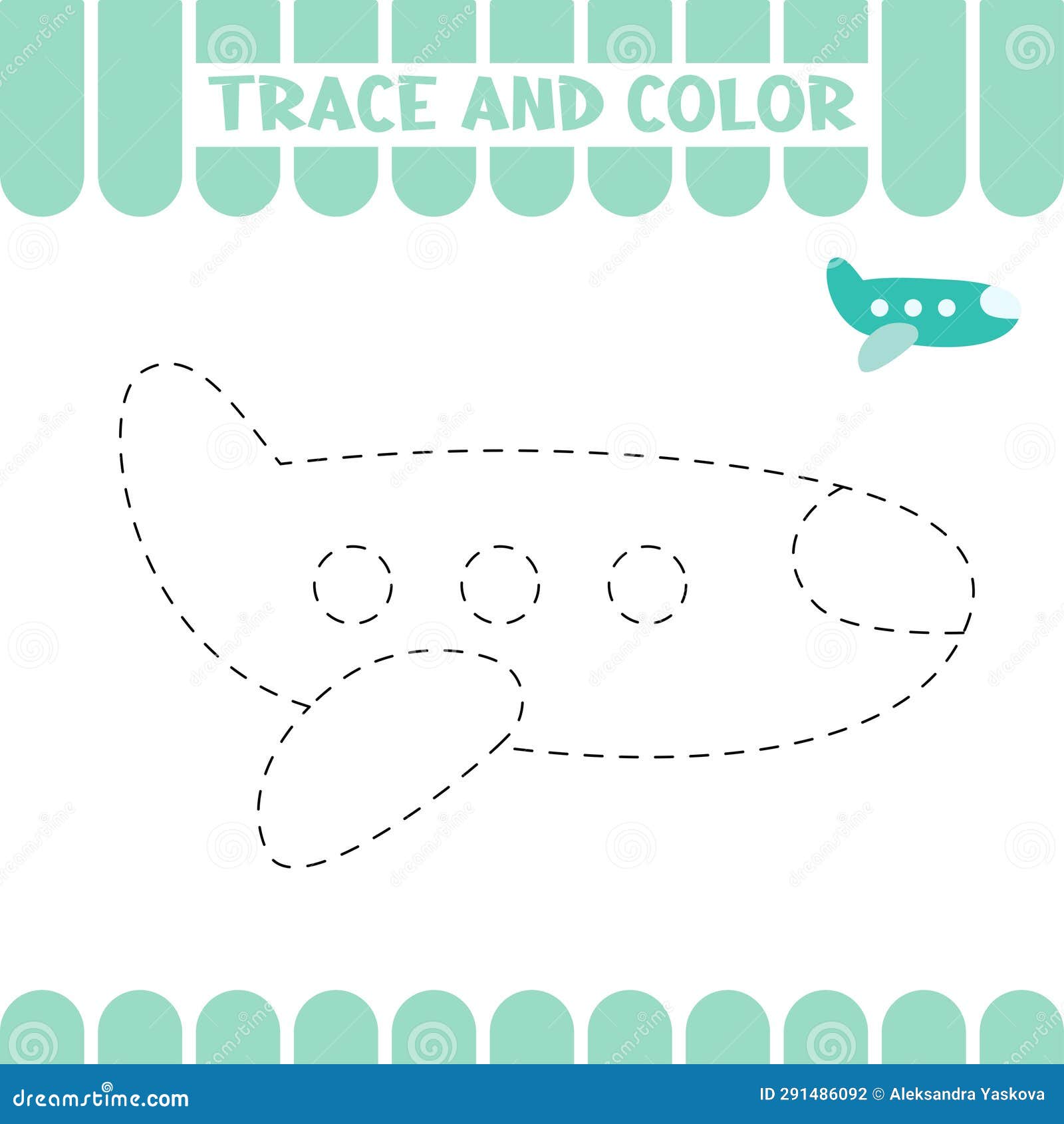 Tracing Educational Worksheet for Kids. Trace Plane Stock Vector ...
