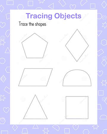 Tracing Geometric Linear Shapes Handwriting Practice Vector ...