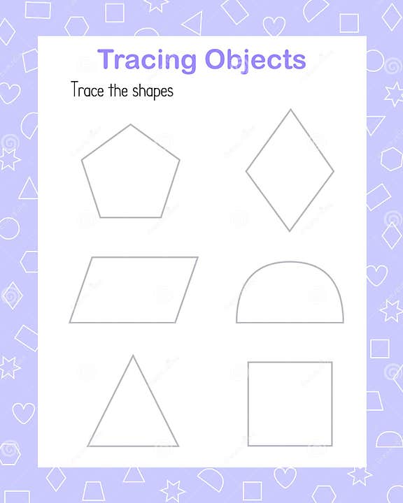 Tracing Geometric Linear Shapes Handwriting Practice Vector ...