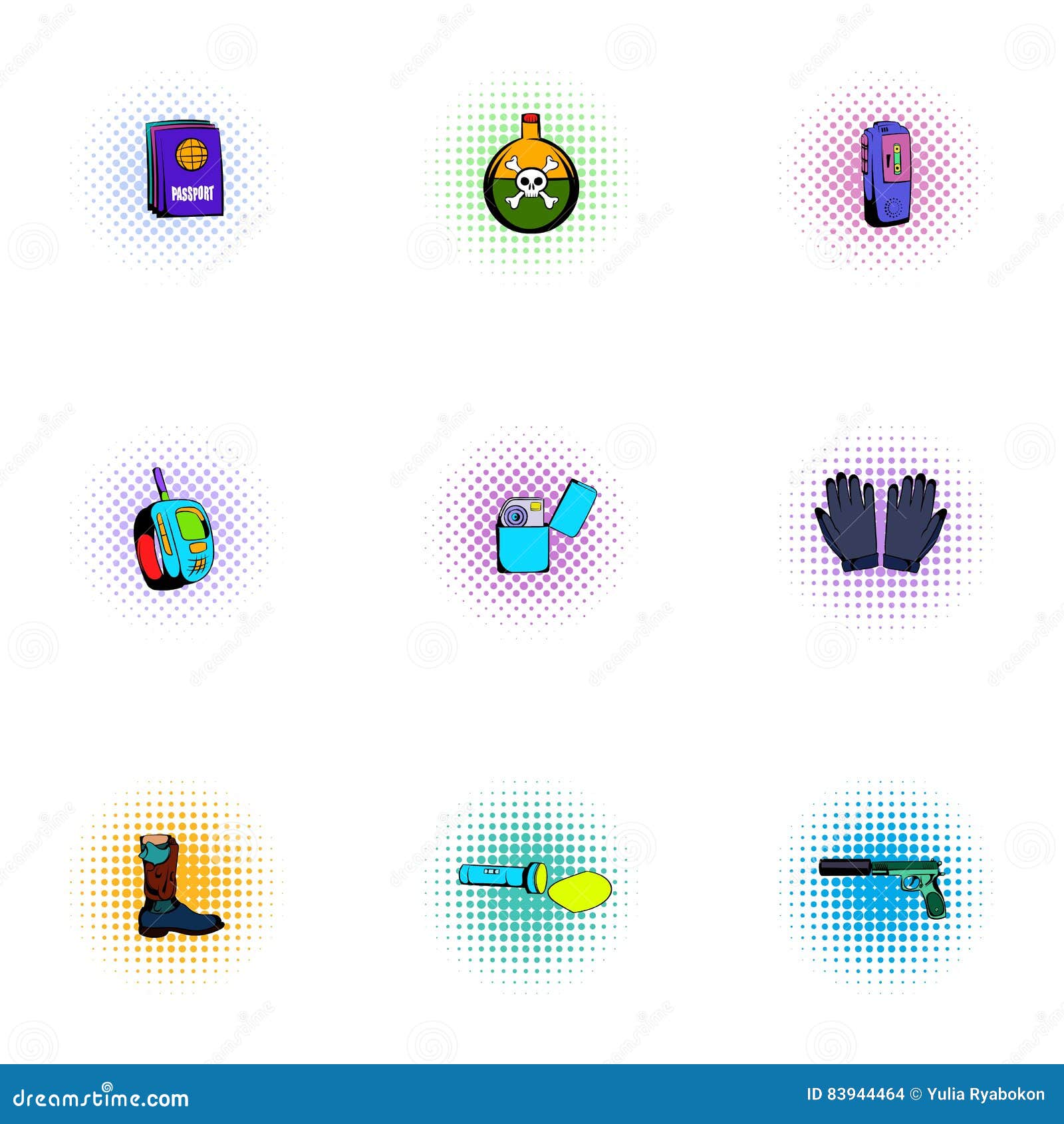 Tracing Icons Set, Pop-art Style Stock Vector - Illustration of danger ...