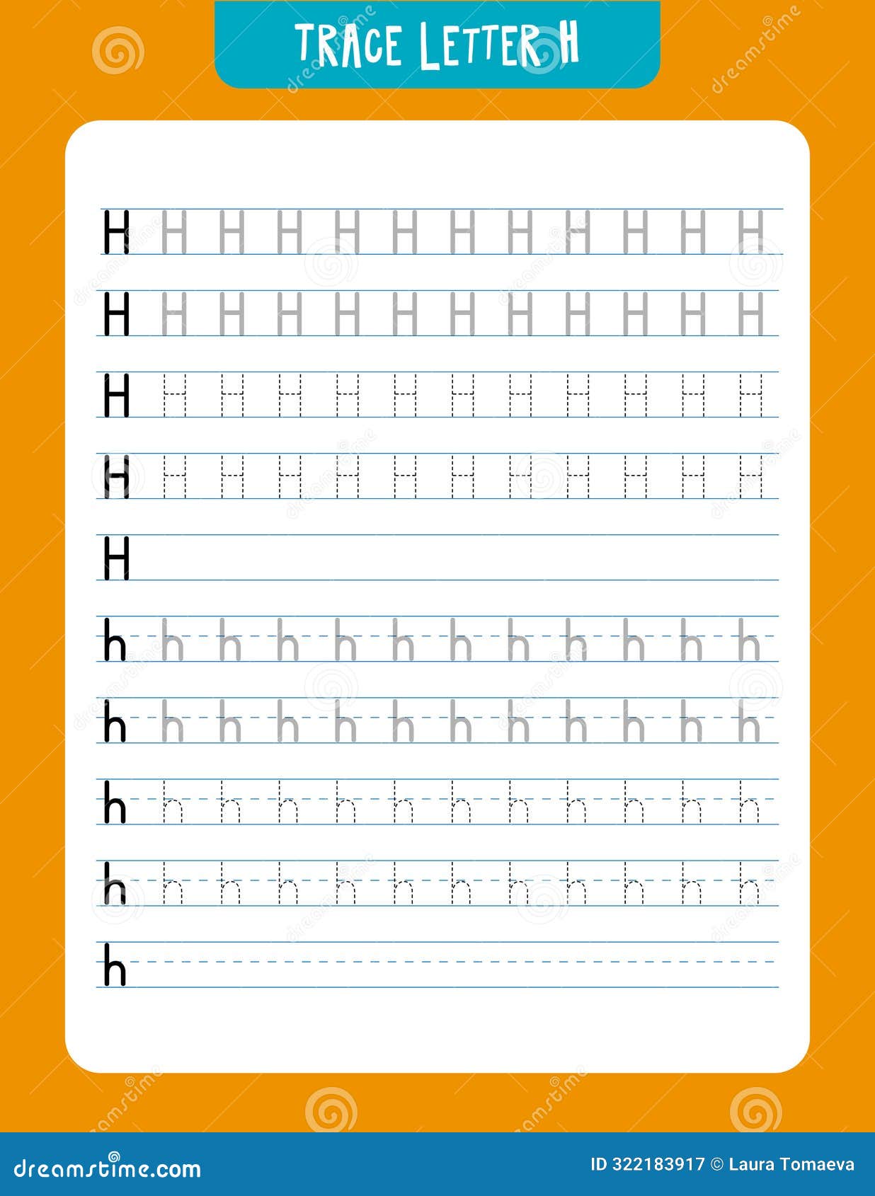 Tracing Letter H Worksheet for Kids Educational Tool for Alphabet ...