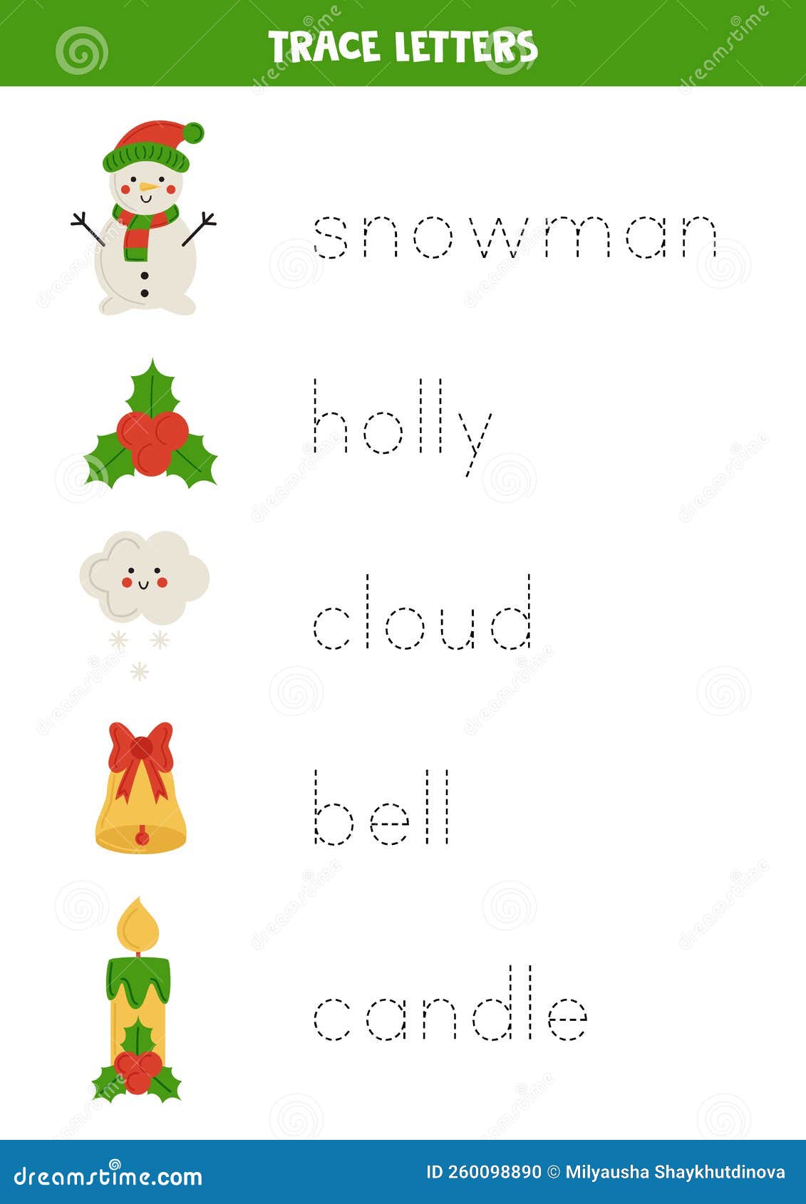 Tracing Letters with Christmas Elements. Writing Practice Stock Vector ...