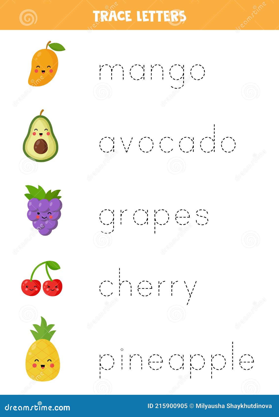 Tracing Letters with Cute Fruits. Writing Practice Stock Vector ... Tracing Letters with Cute Fruits. Writing Practice Stock Vector ...