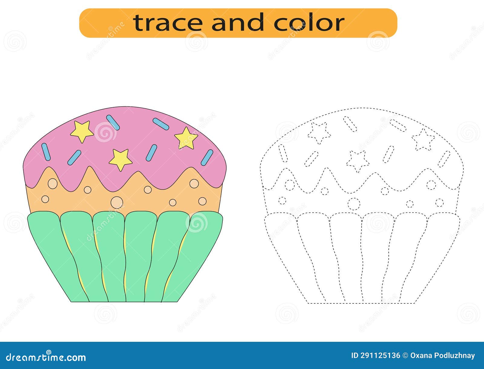 Tracing Lines for Children Development, Bright Muffin Cupcake Cake ...