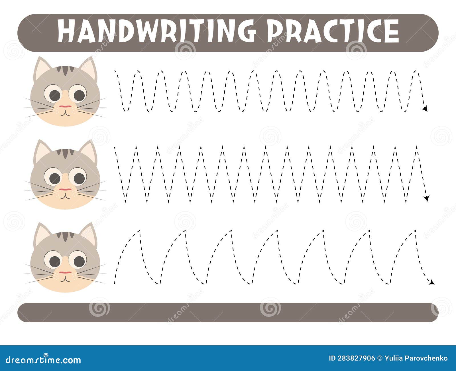 Tracing Lines with Cute Cat. Handwriting Practice Stock Vector ...