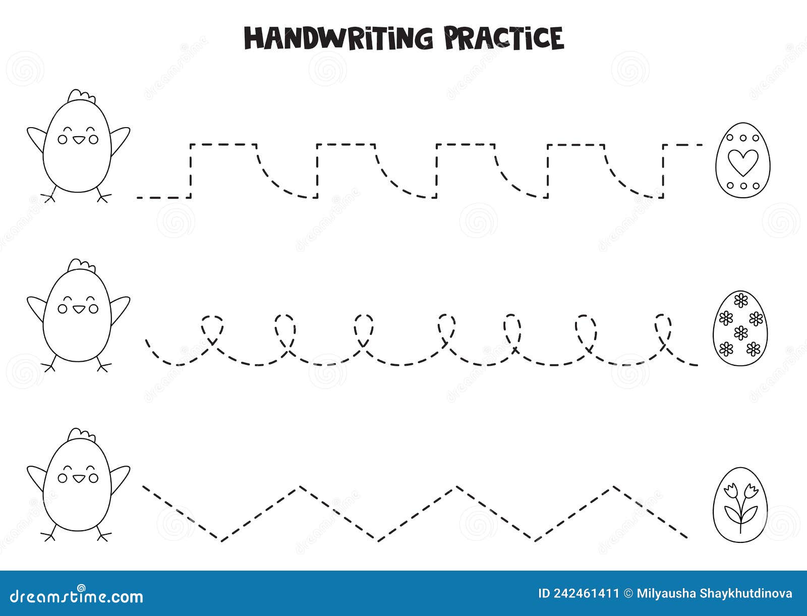 Tracing Lines with Cute Easter Chickens. Writing Practice. Stock Vector ...