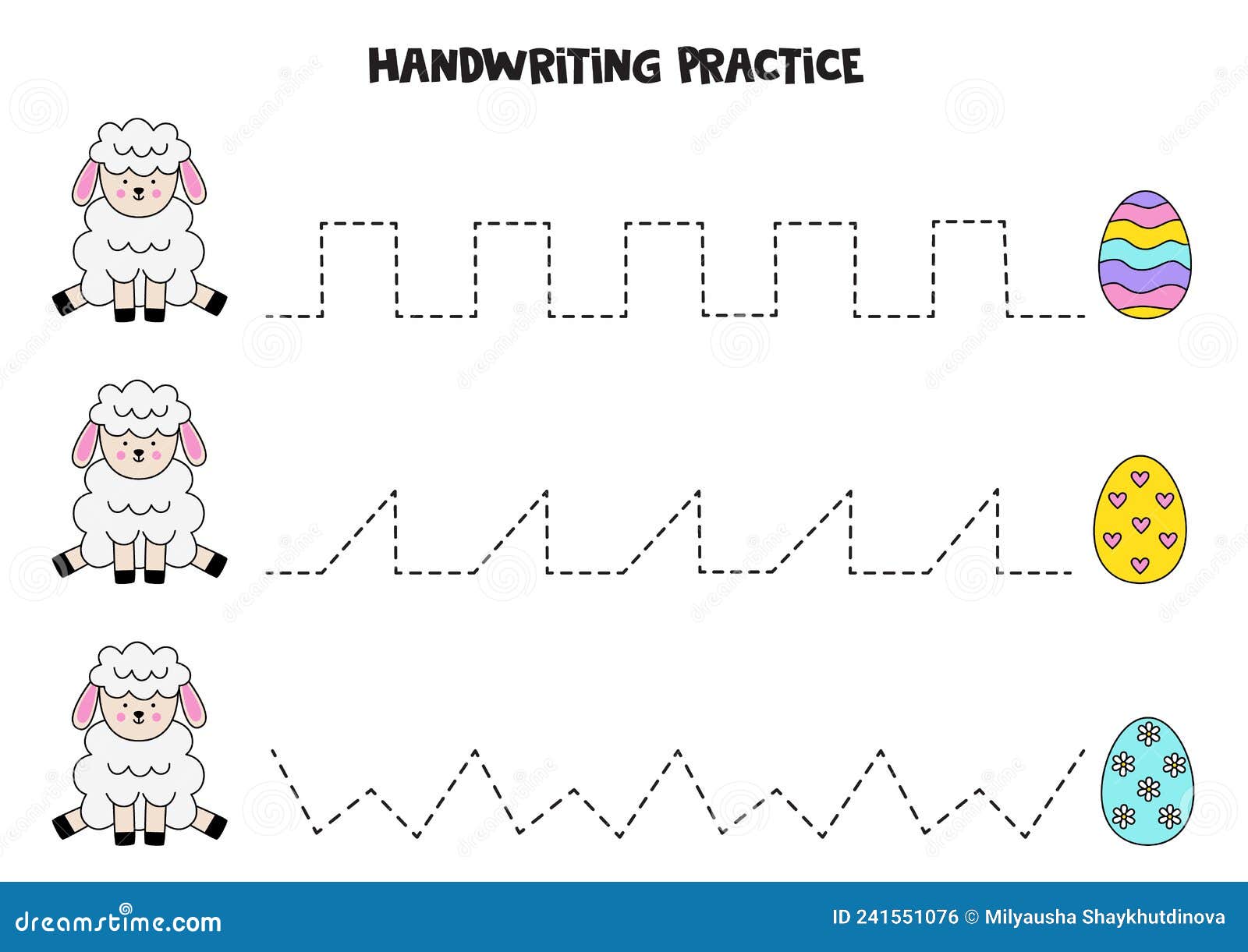 Tracing Lines with Cute Easter Sheep. Writing Practice. Stock Vector ...