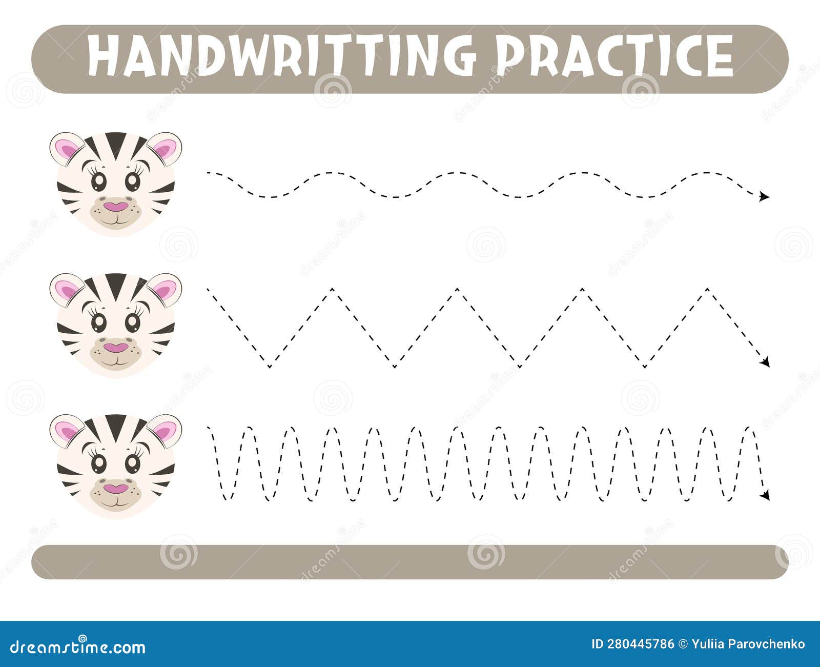 Tracing Lines with Cute Zebra. Handwriting Practice Stock Vector ...