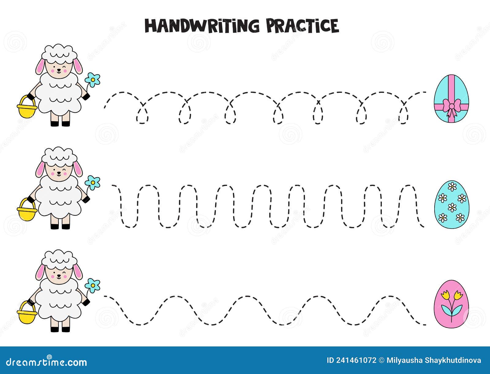 Tracing Lines with Cute Easter Sheep. Writing Practice. Stock Vector ...