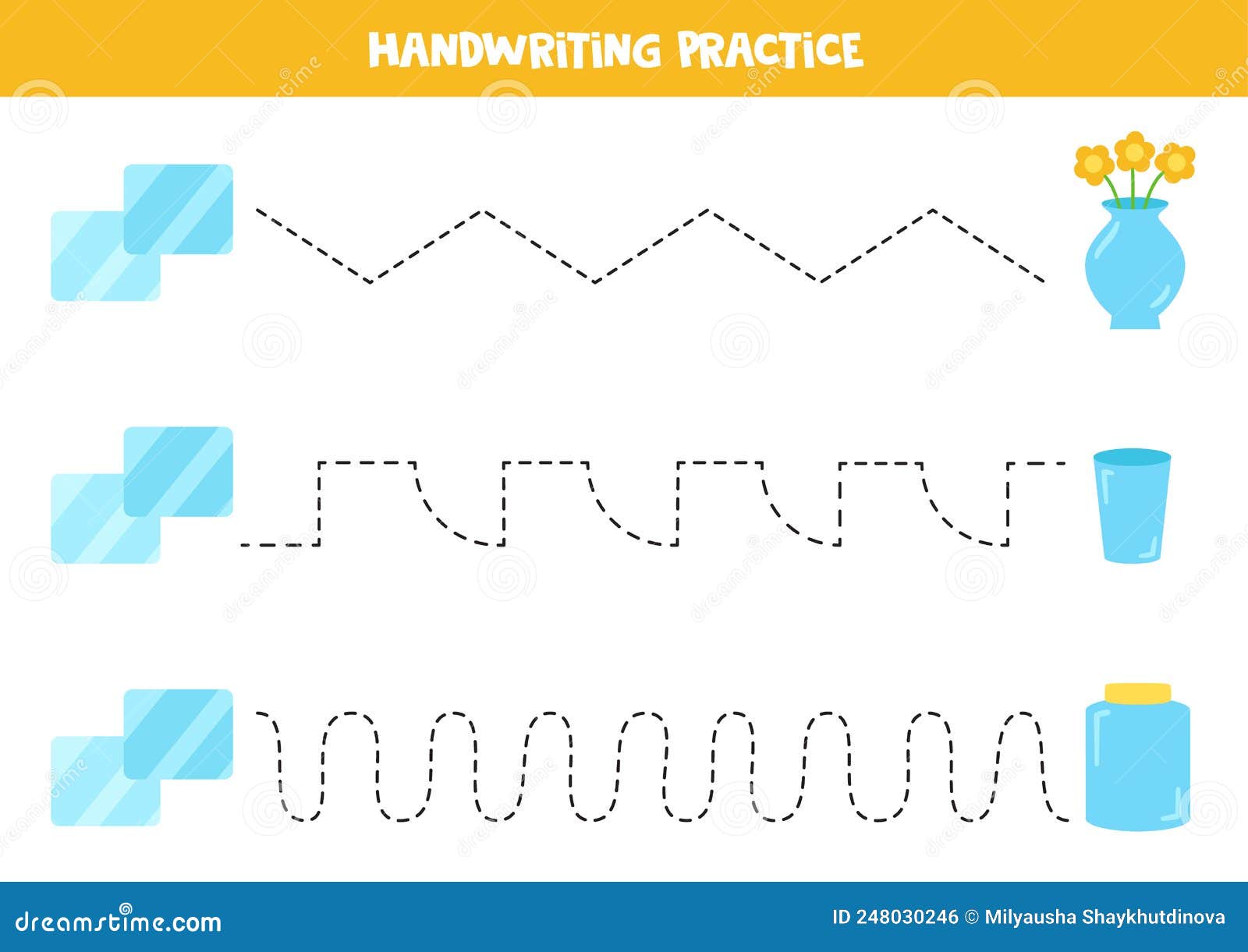 Tracing Lines with Glass Objects. Writing Practice. Stock Vector ...