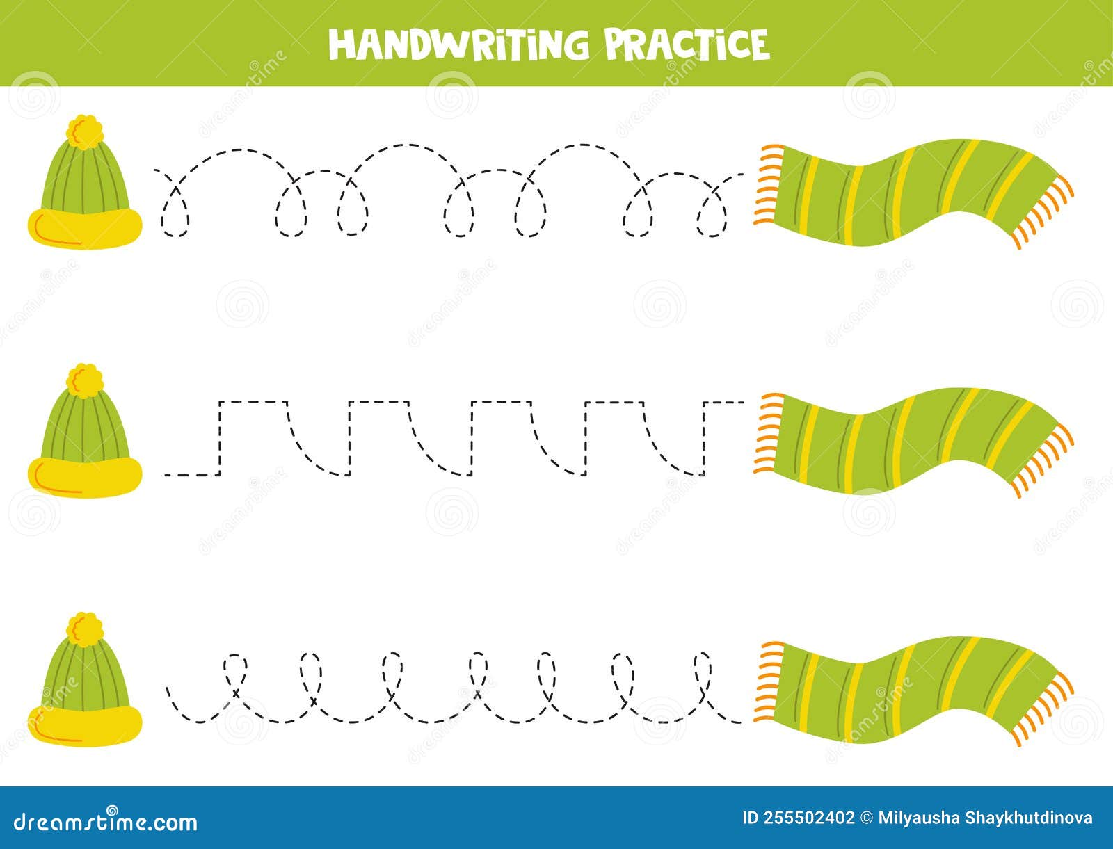 Tracing Lines for Kids. Hand Drawn Warm Accessories. Writing Practice ...