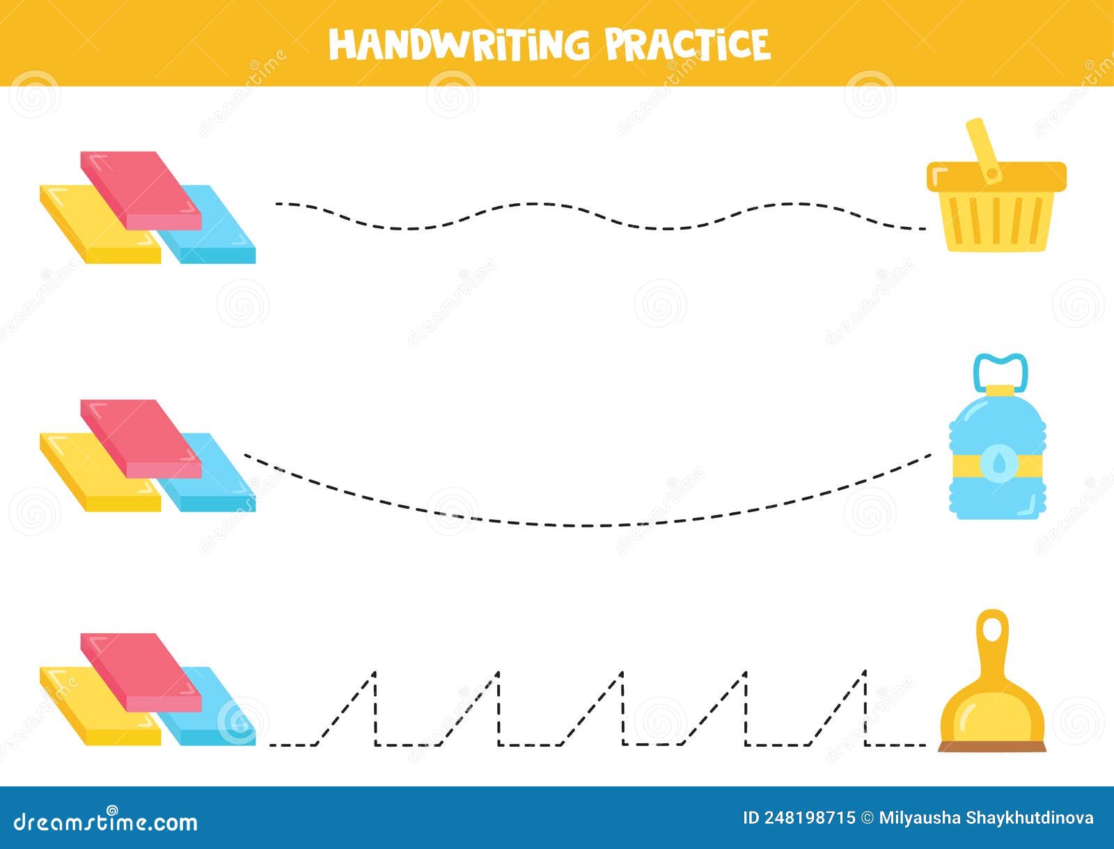 Tracing Lines with Plastic Material. Writing Practice. Stock Vector ...