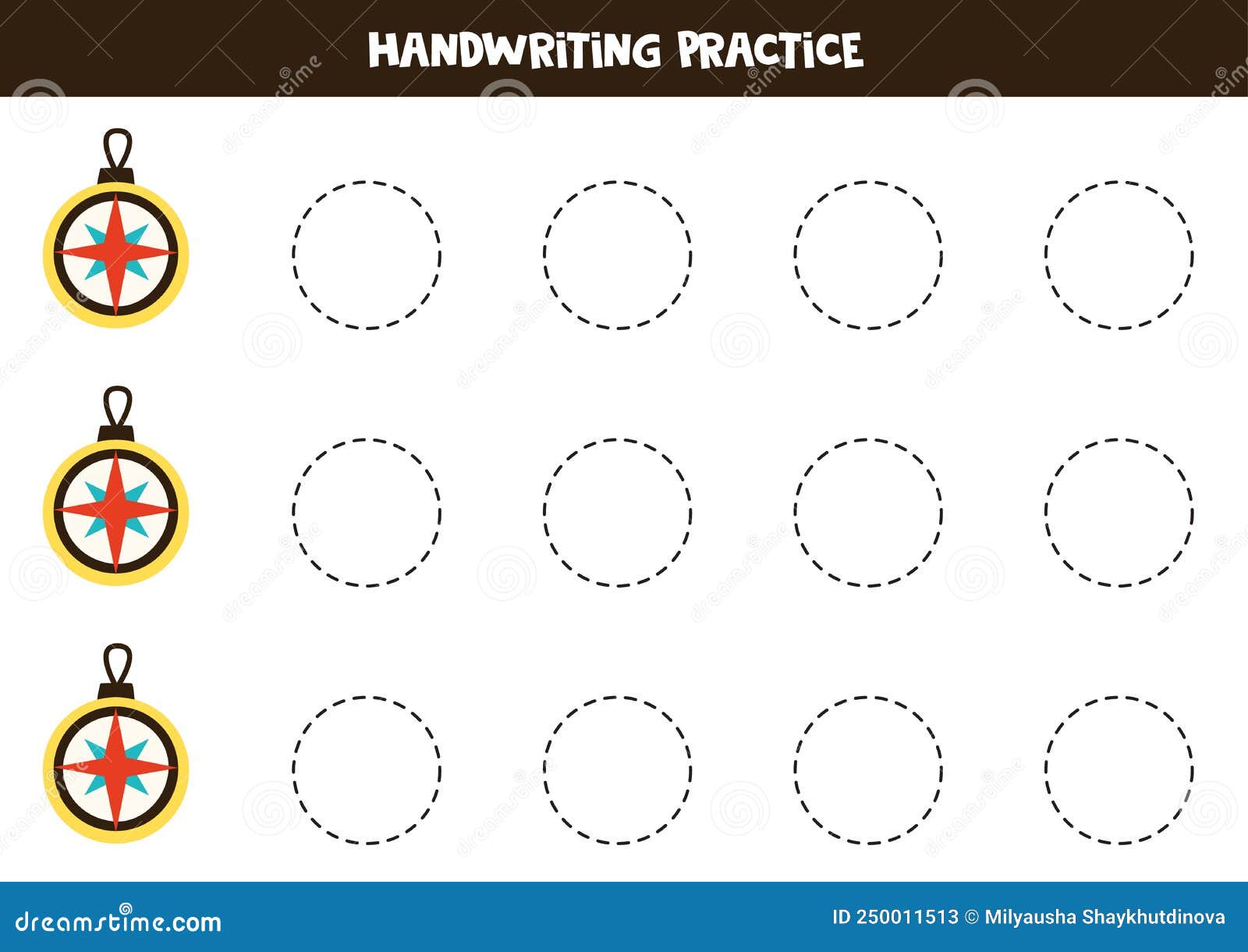 Tracing Lines with Navigational Compass. Writing Practice. Stock Vector ...