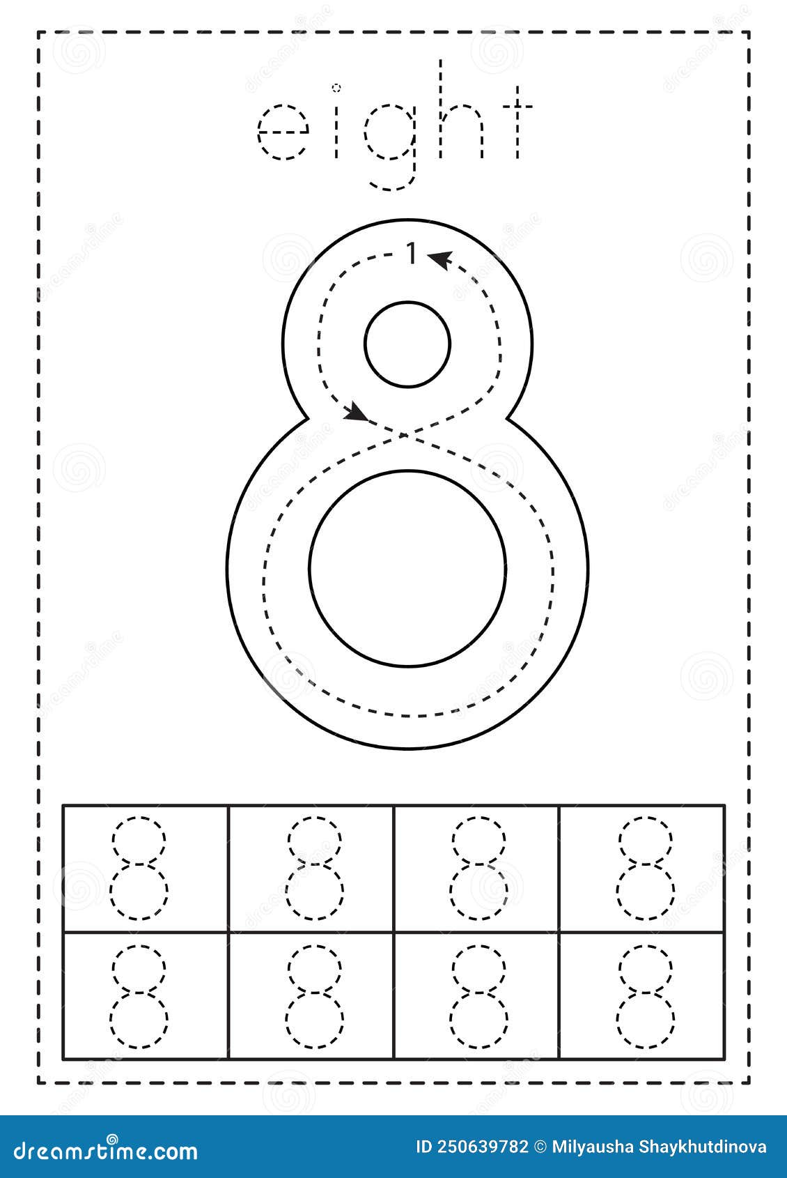 Tracing Number Eight. Preschool Worksheet. Black and White. Stock ... Tracing Number Eight. Preschool Worksheet. Black and White. Stock ...