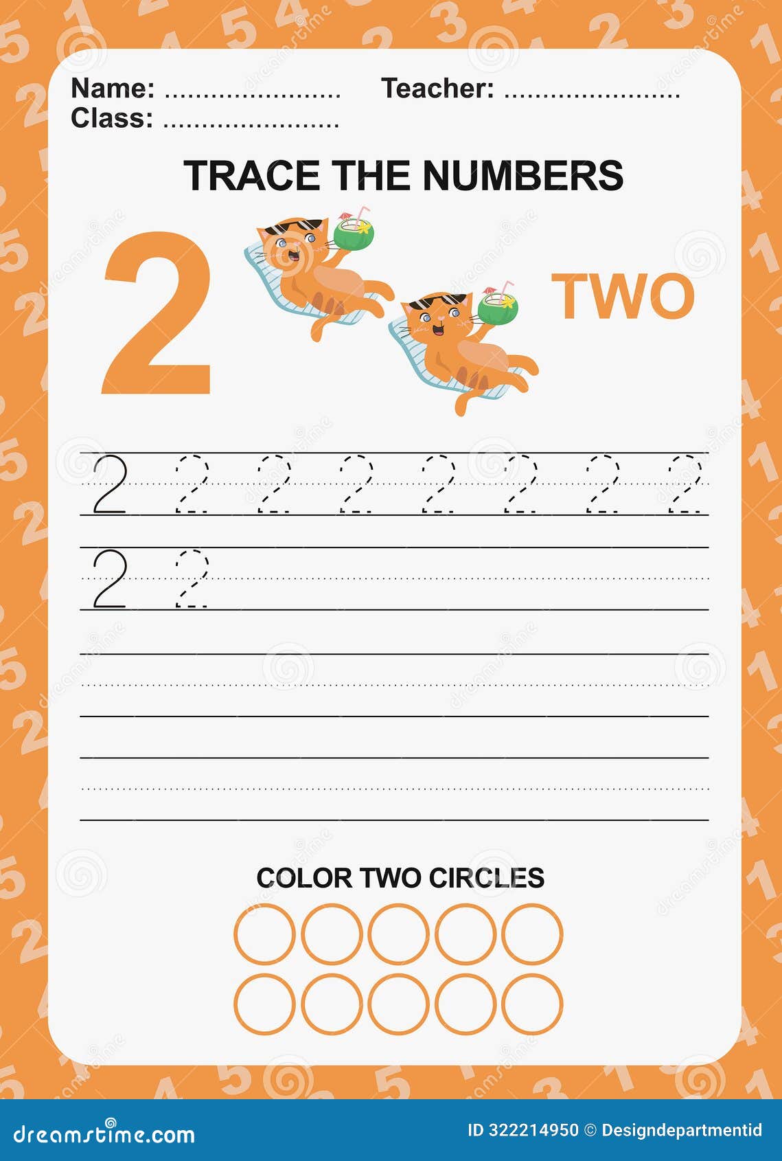 Trace and Write Number for Children. Exercise for Children To Recognize ...