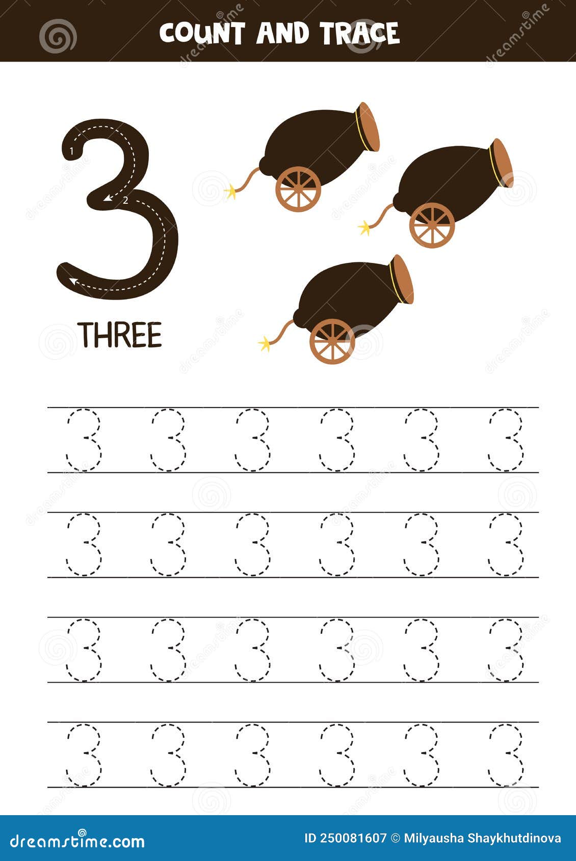 Tracing Numbers Worksheet with Cute Pirate Elements. Stock Vector ... Tracing Numbers Worksheet with Cute Pirate Elements. Stock Vector ...