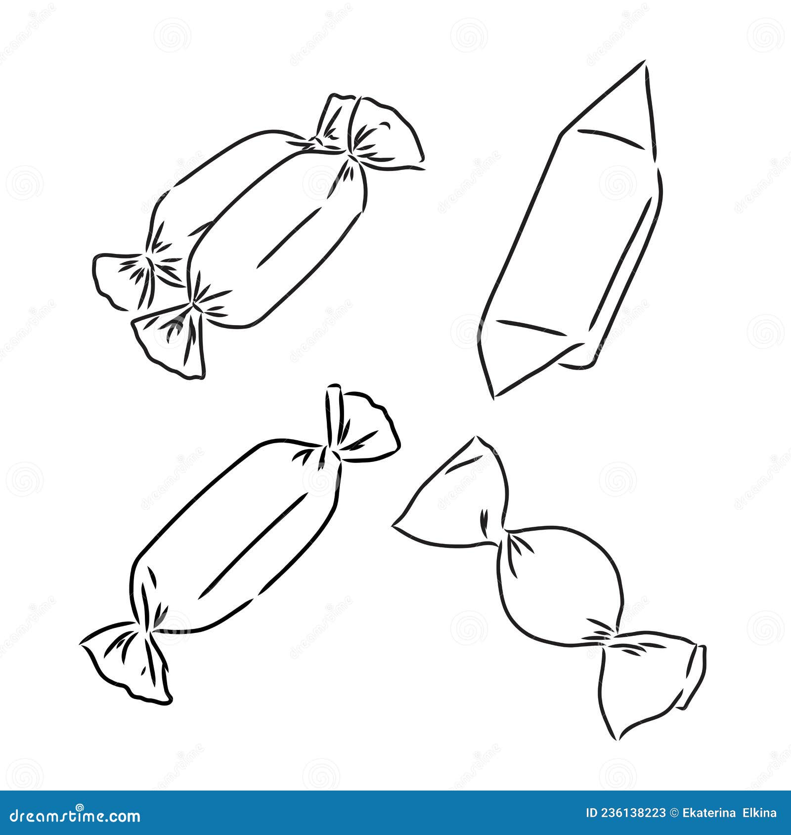 Tracing Sketch of Set of Different Candy. Stock Vector - Illustration ...