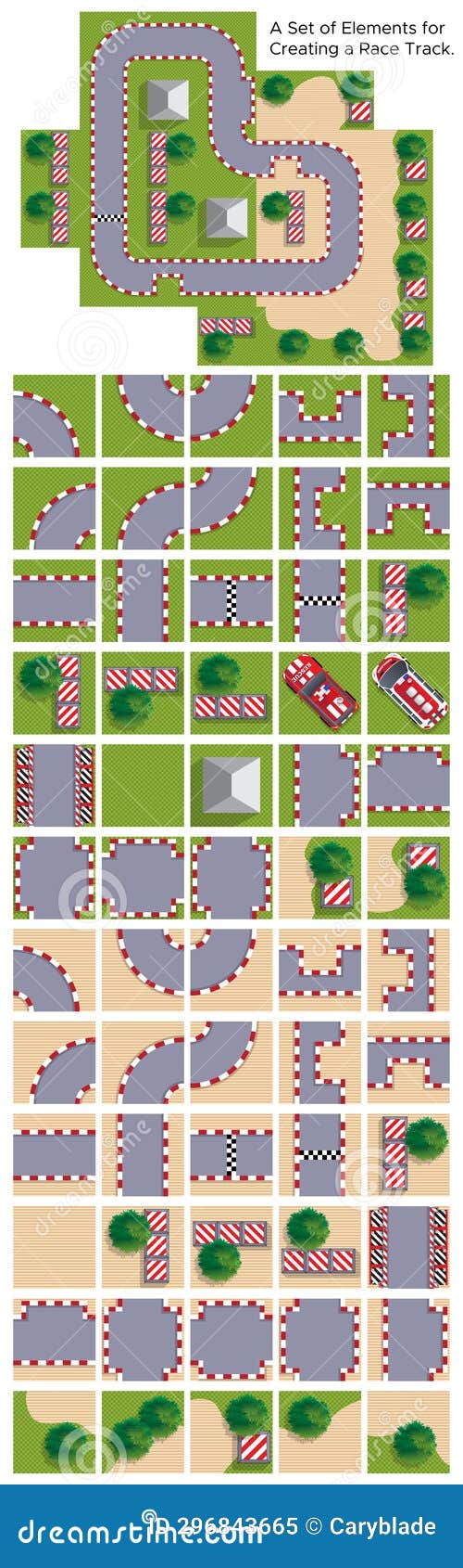 A Set of Seamless Elements for Creating a Race Track. Stock Vector ...