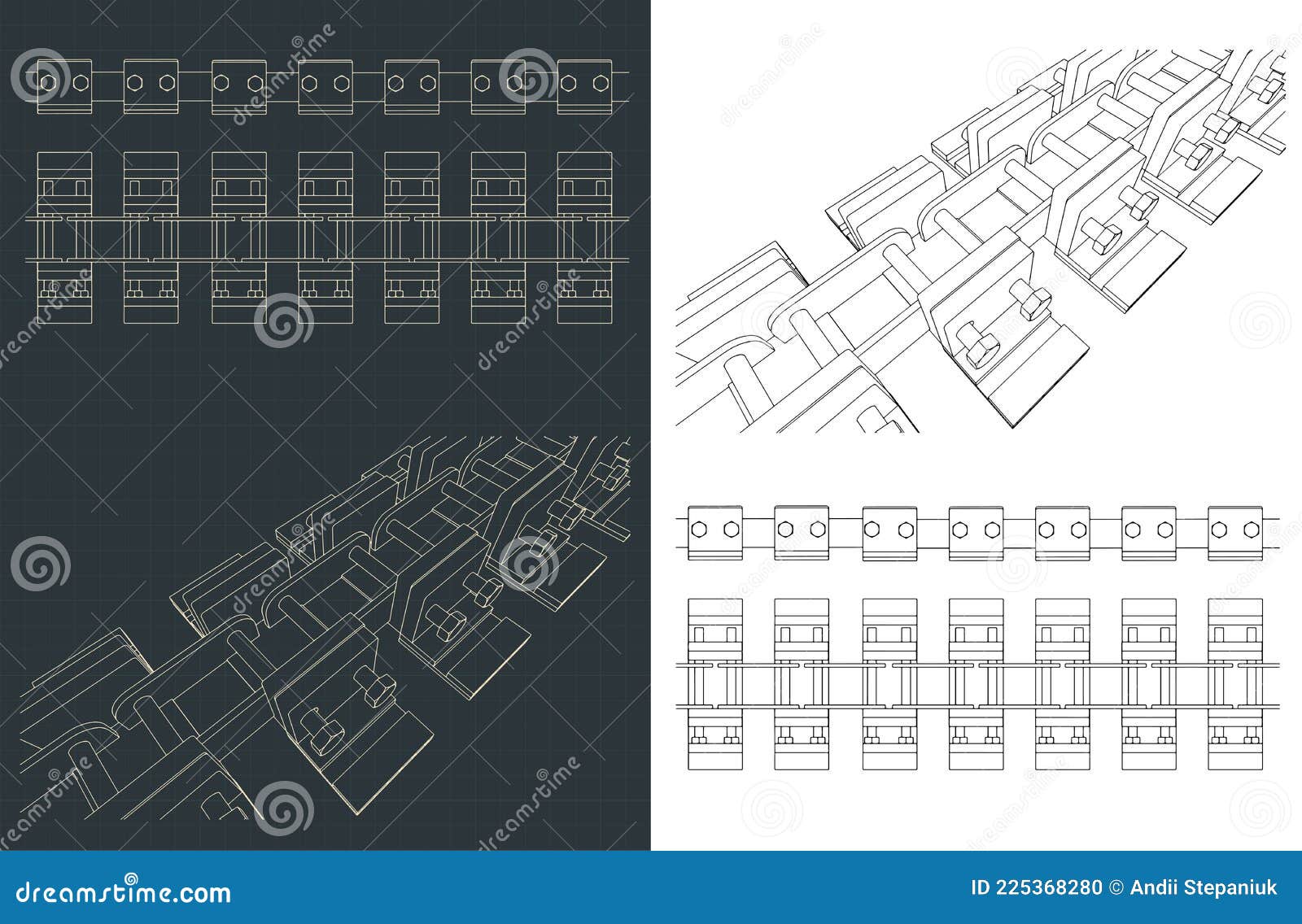 Track Chain Blueprints of Tracked Vehicles Stock Vector - Illustration ...