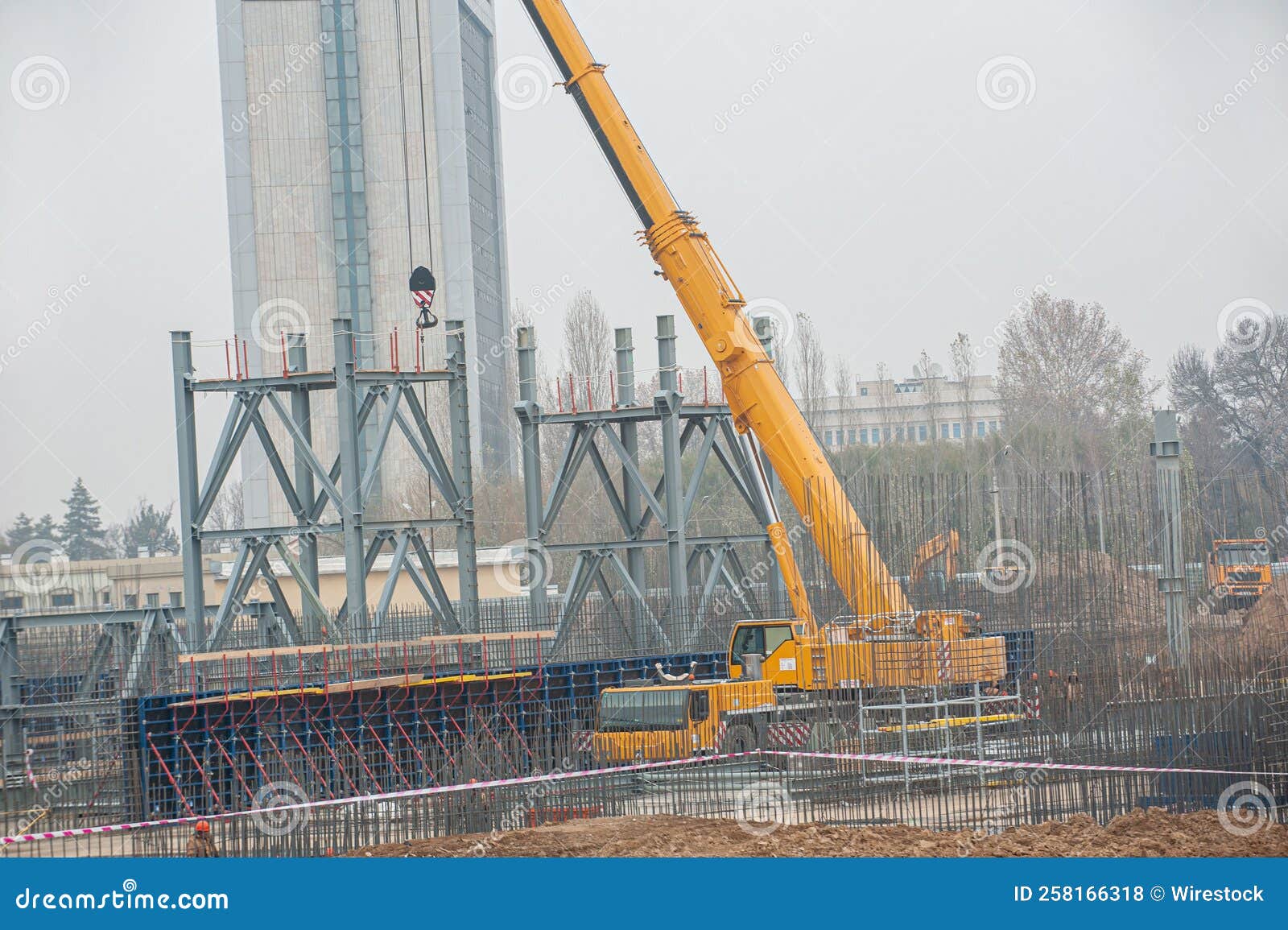 Track Crane Working in a Industrial Construction Area Stock Photo ...