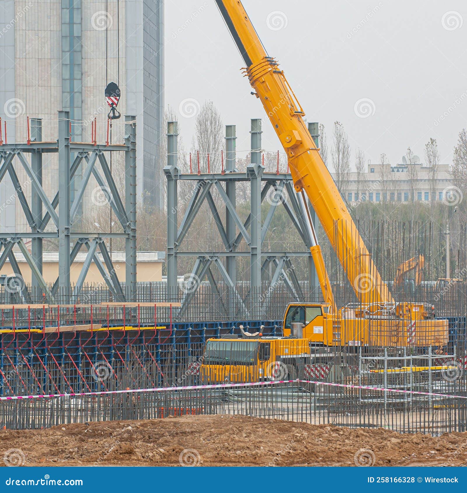 Track Crane Working in a Industrial Construction Area Stock Photo ...