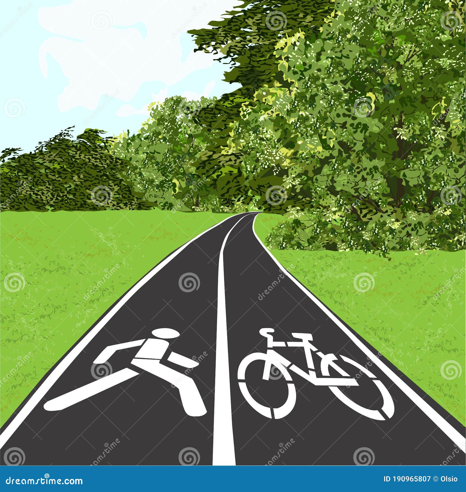 Track for Cycling and Walking Stock Vector - Illustration of beautiful ...