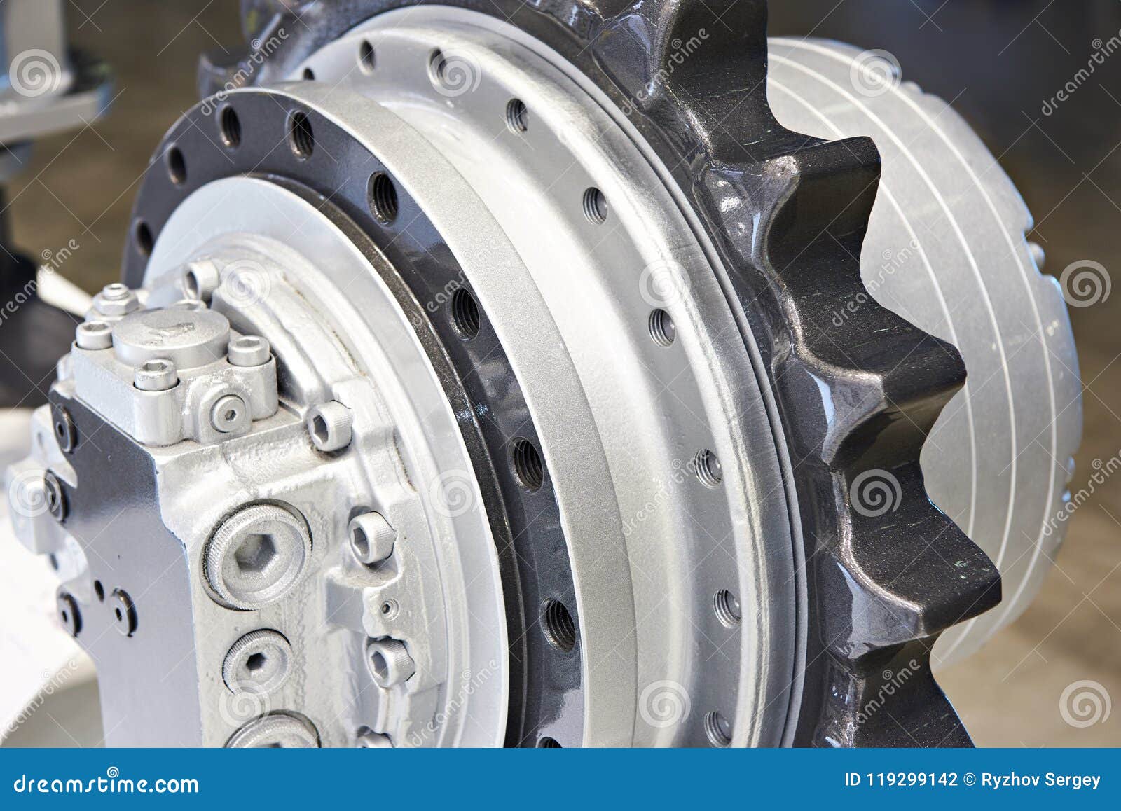 Track drive for excavators stock photo. Image of detail - 119299142