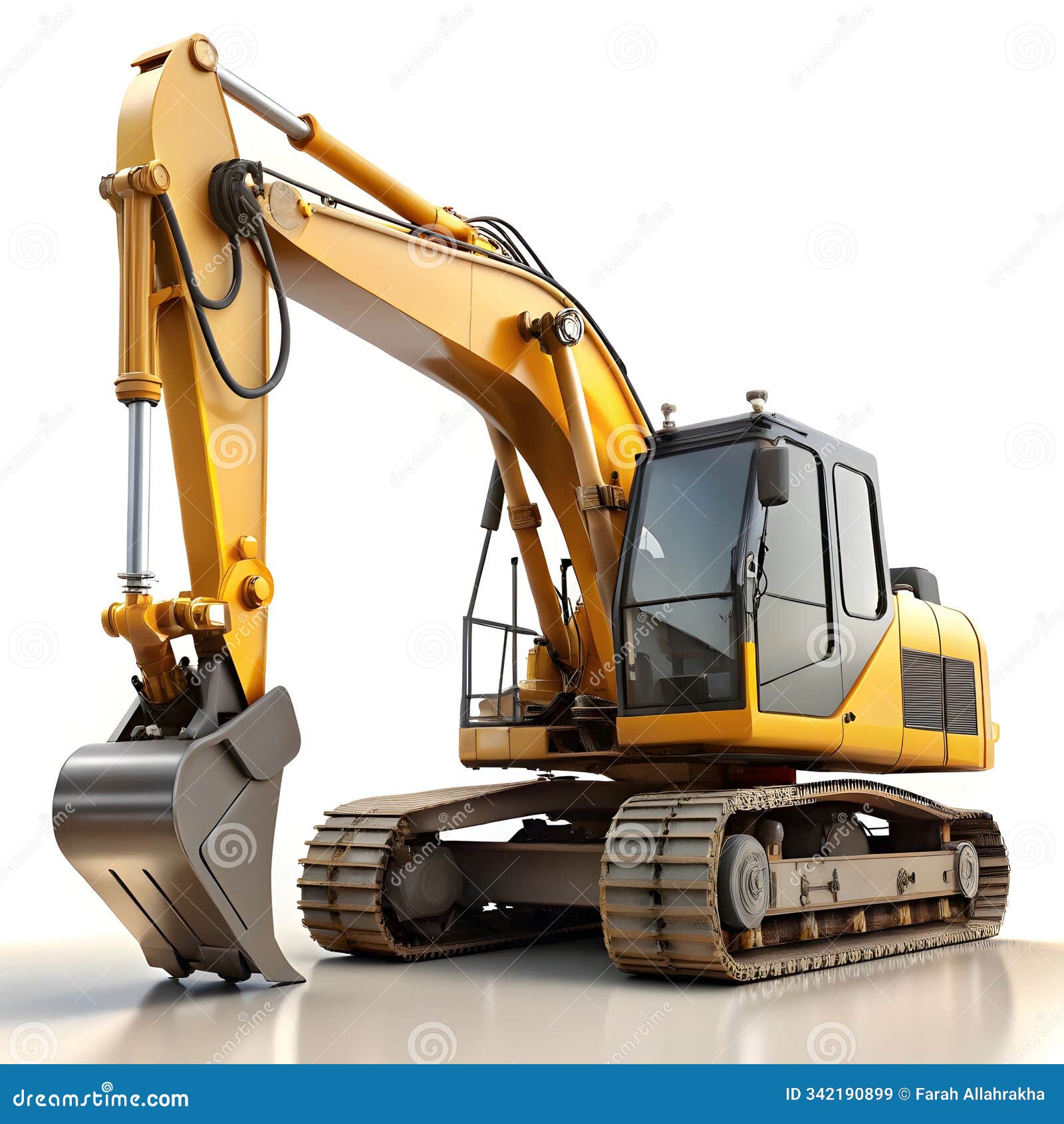 A Track Excavator Showcased Against A White Background Royalty-Free ...