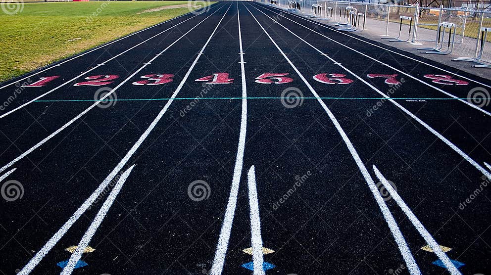 Track & Field Lanes 1 through 8 Stock Image - Image of white, high: 677681