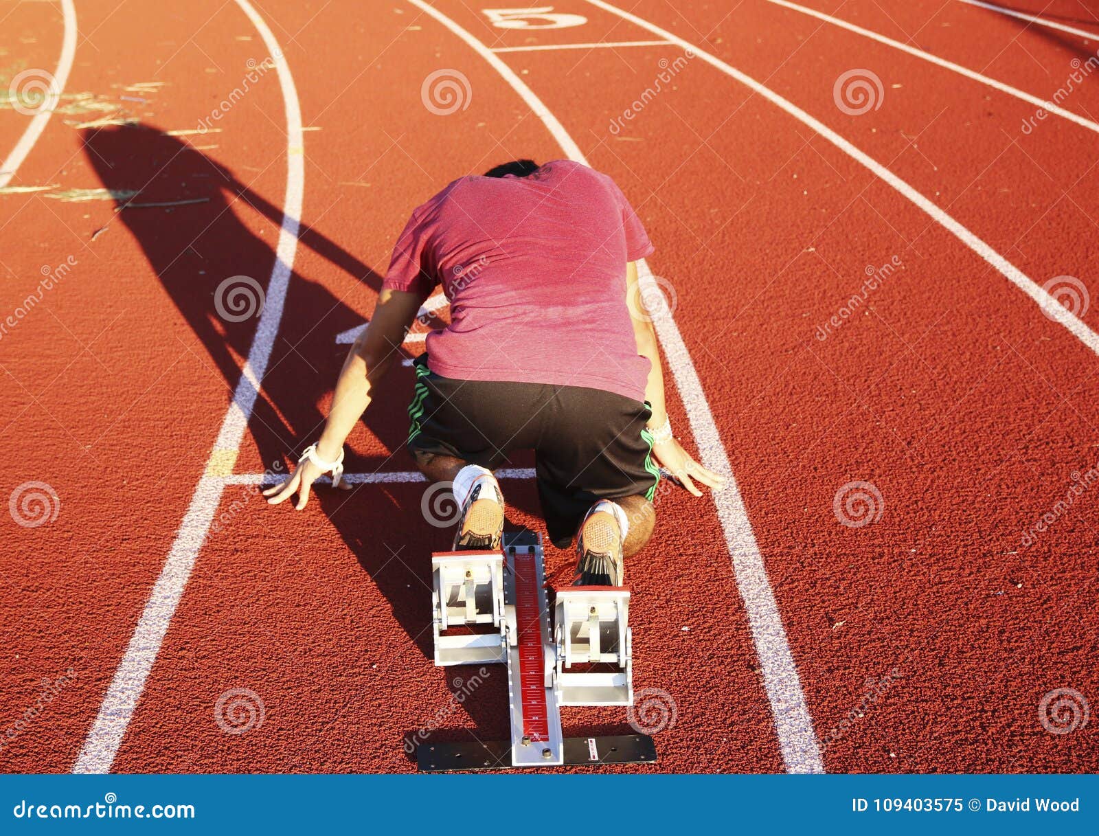 Sprinter in on Your Mark Position in the Blocks from Behind Editorial ...