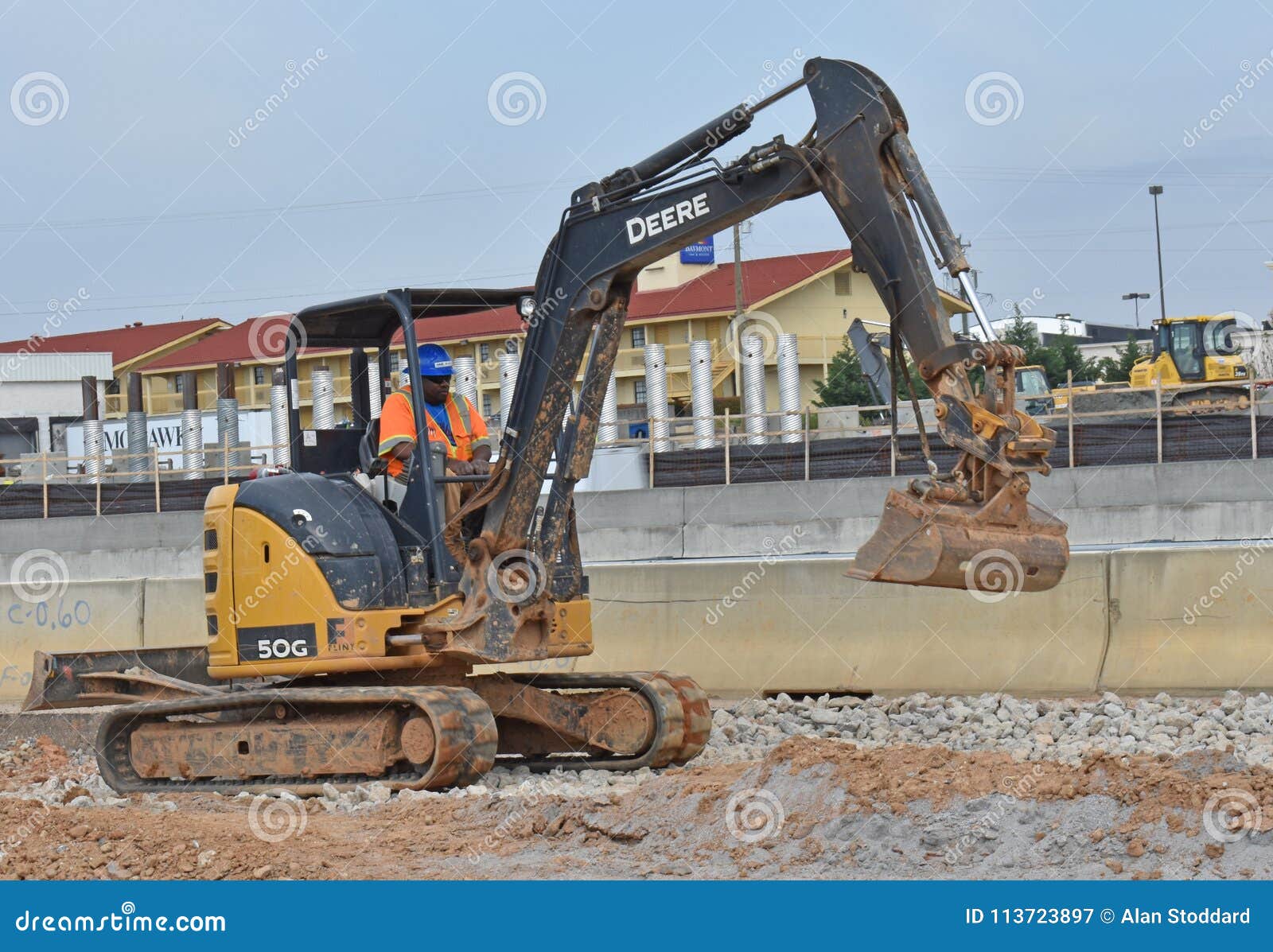 Track Hoe Works on Highway Construction Site Editorial Photography ...