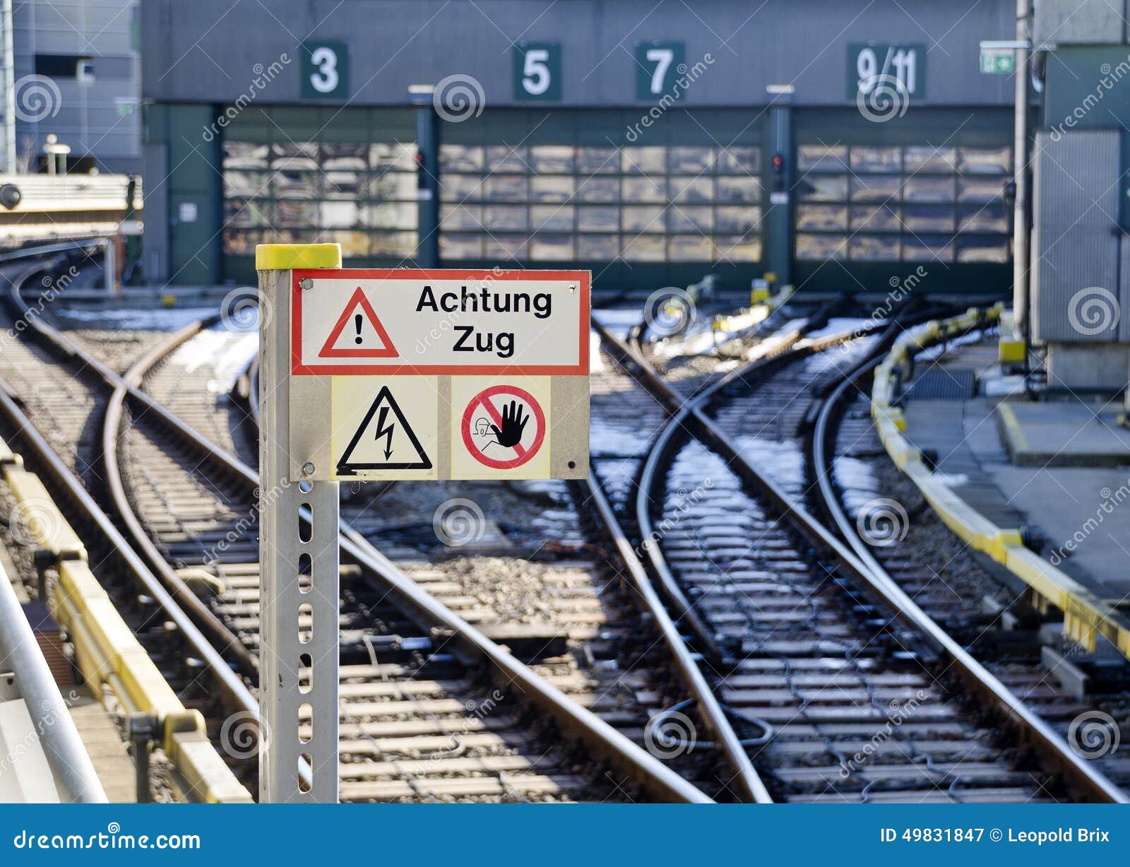 Track Layout with Danger Sign Caution Train Stock Image - Image of ...