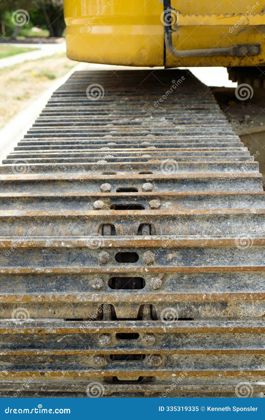 Track Pad Closeup on a Roadwork Excavator Stock Image - Image of large ...