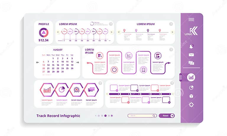 Track Record Info Graphic in Display Screen Templates Stock Vector ...