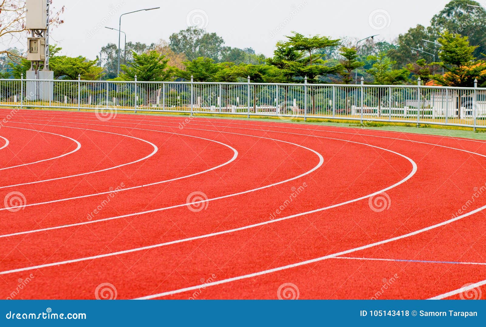 Track Running, Red Treadmill for Athletics and Competition. Stock Photo ...