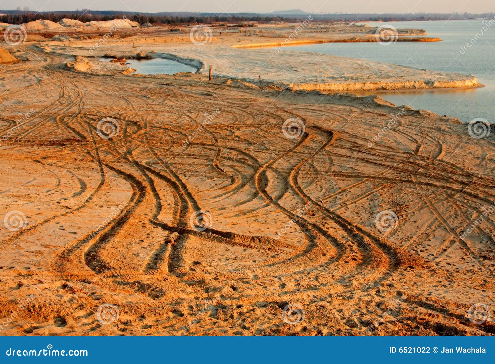 Track in sand stock photo. Image of damage, shore, beach - 6521022