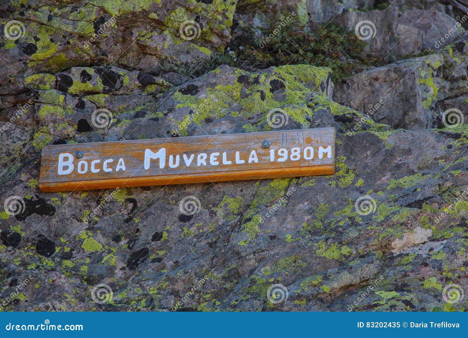 Track Sign of Bocca Muvrella Pass. Stock Image - Image of road, info ...