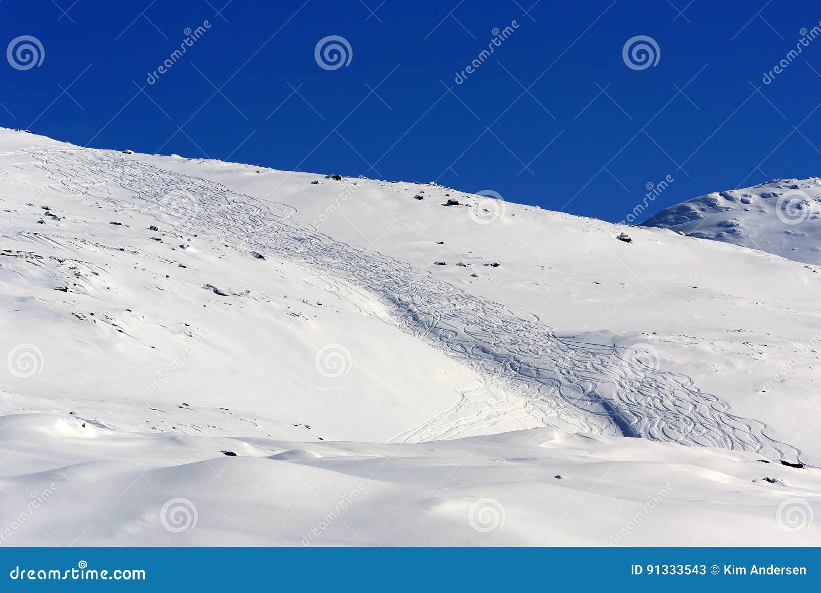 Track in snow. stock image. Image of snow, track, tracks - 91333543