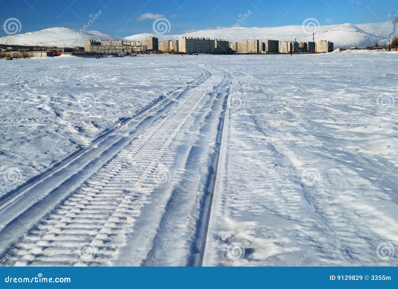 Track of snowmobile stock image. Image of snow, clear - 9129829