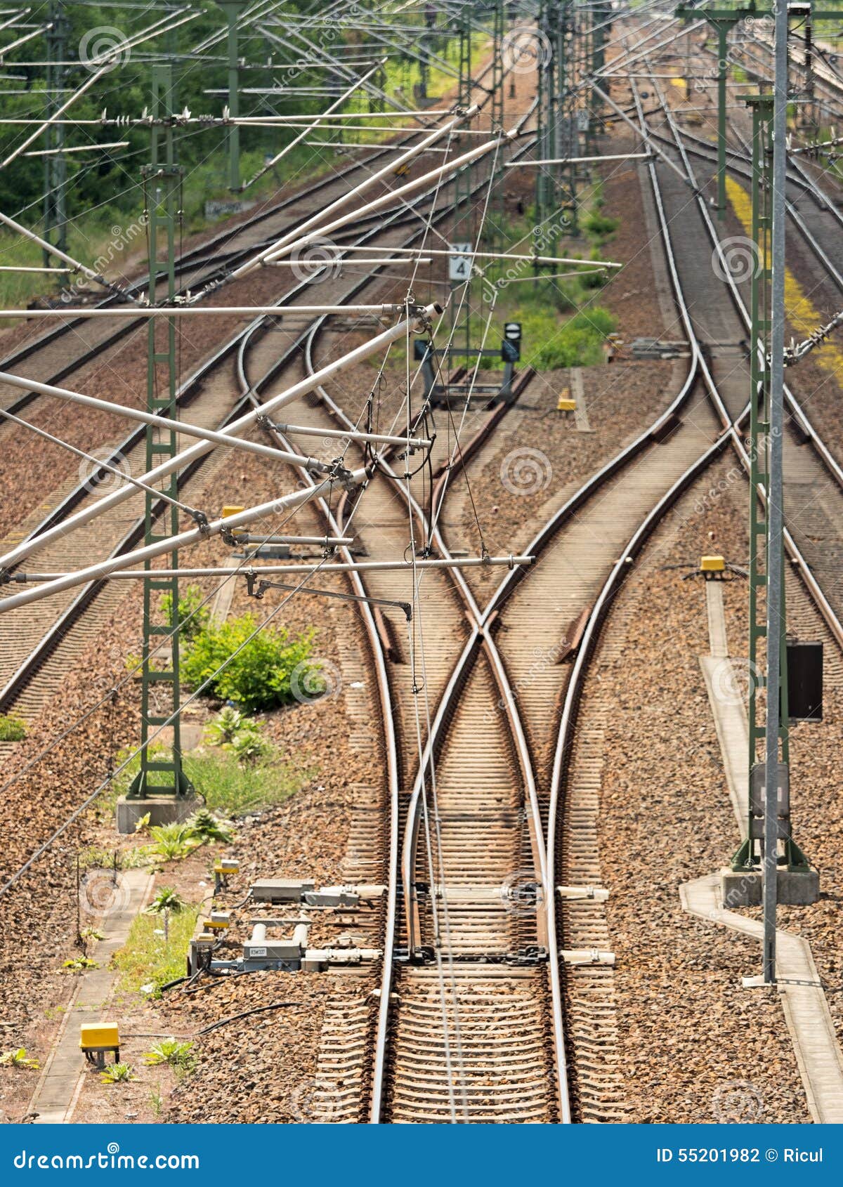 Track Systems with Overhead Lines Stock Photo - Image of railroad ...