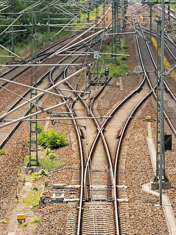 Track Systems with Overhead Lines Stock Photo - Image of railroad ...