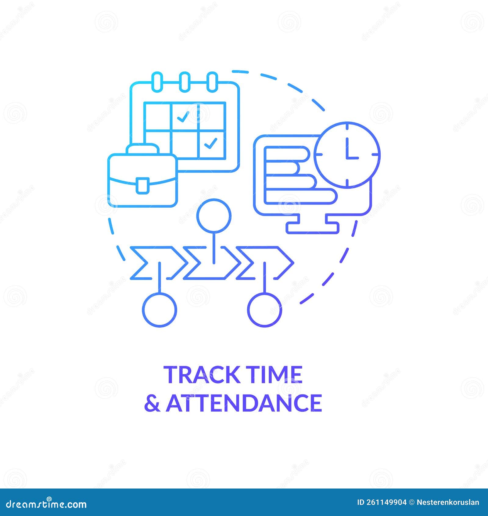 Track Time and Attendance Blue Gradient Concept Icon Stock Vector ...