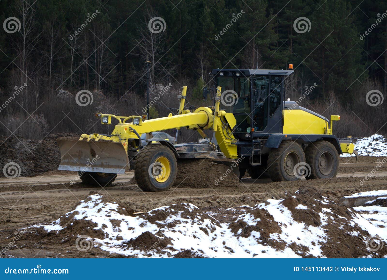 Track-type Bulldozer Machine Doing Earthmoving Work at Sand Quarry ...
